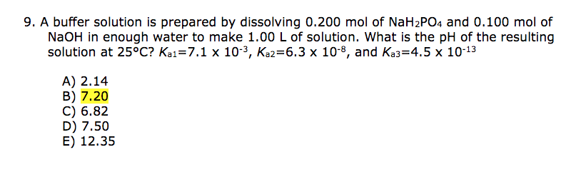 Solved 9. A buffer solution is prepared by dissolving 0.200 | Chegg.com