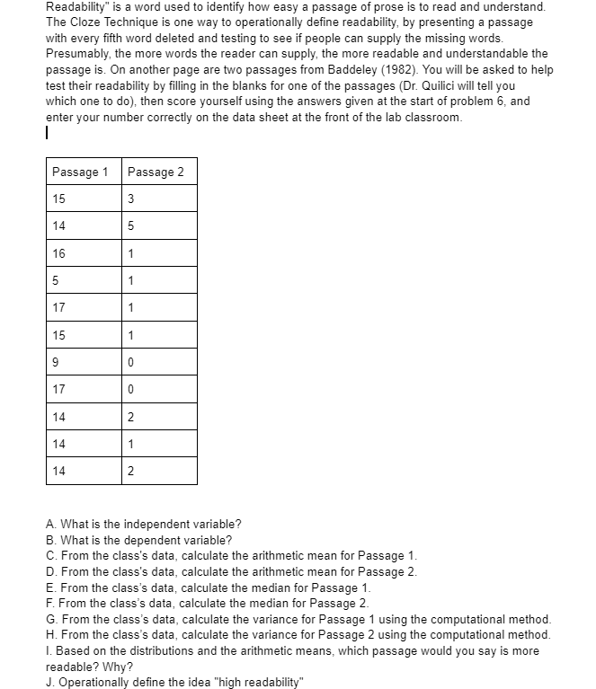Solved Readability" is a word used to identify how easy a | Chegg.com