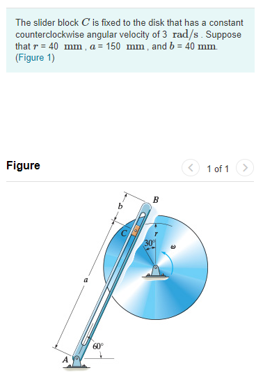 Solved The slider block C is fixed to the disk that has a | Chegg.com