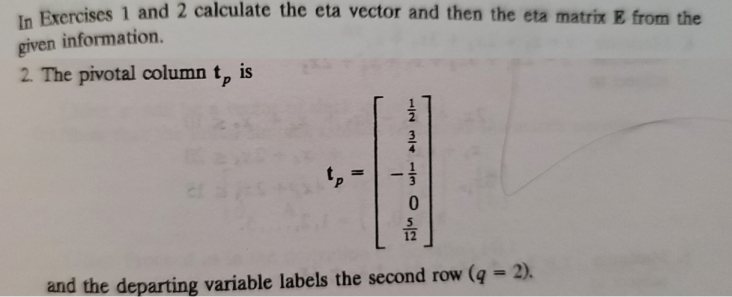 In Exercises 1 and 2 calculate the eta vector and | Chegg.com