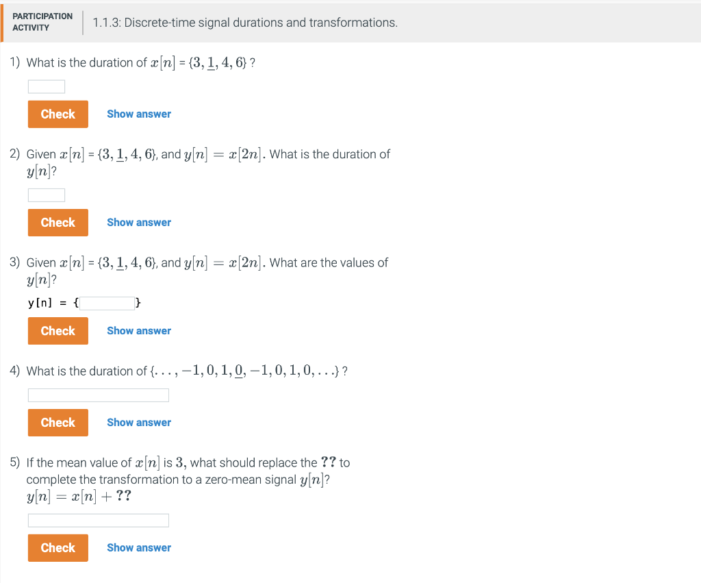 Solved PARTICIPATION ACTIVITY 1.1.3: Discrete-time signal | Chegg.com