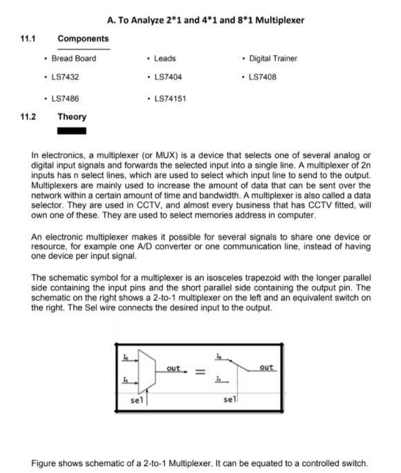 Solved 11.1 A. TO Analyze 2*1 and 4*1 and 8*1 Multiplexer | Chegg.com