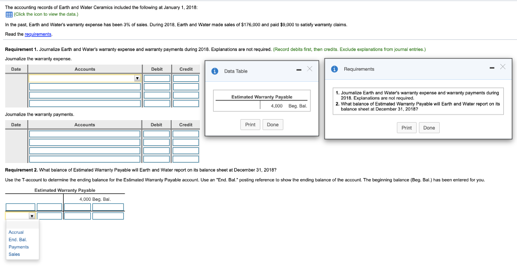 Solved The accounting records of Earth and Water Ceramics | Chegg.com