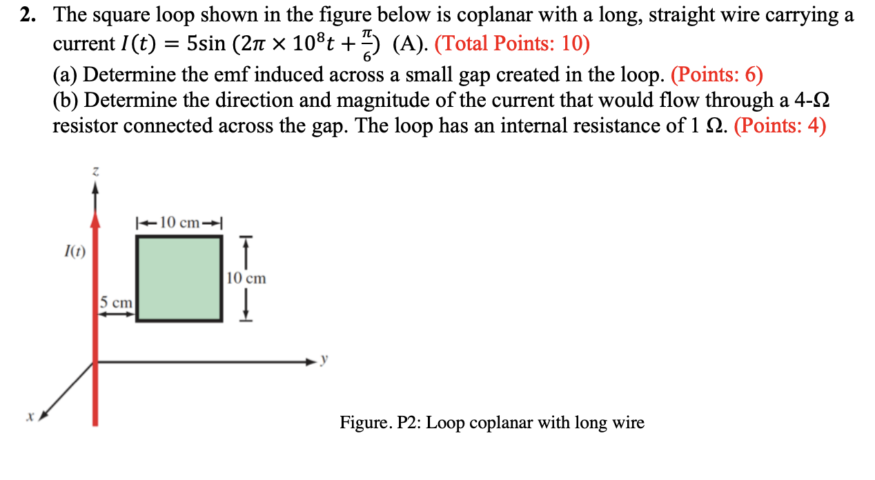 Solved = 2. The square loop shown in the figure below is | Chegg.com