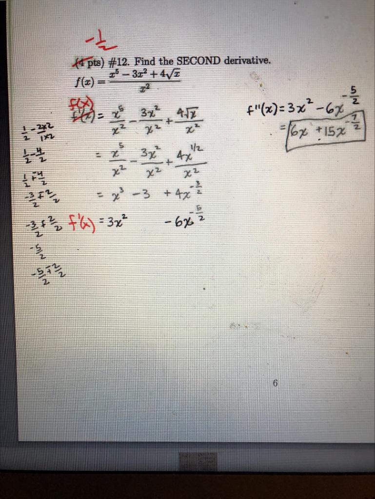 Solved 4pts 12 Find The Second Derivative