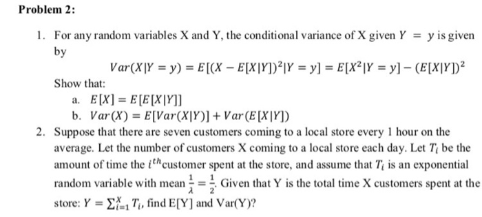 Solved For any random variables X and Y, the conditional | Chegg.com