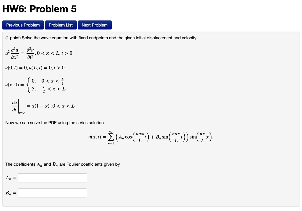 Solved Solve the wave equation with fixed endpoints and the | Chegg.com