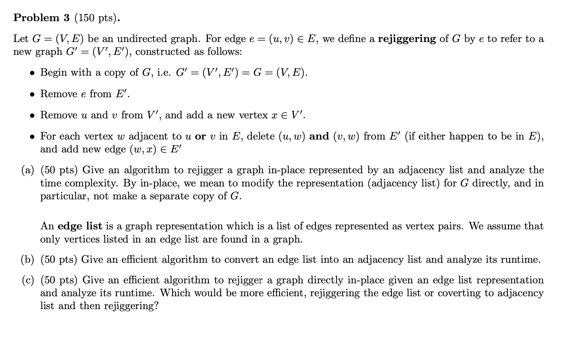 Solved Problem 3 (150 pts).Let G=(V,E) be an ﻿undirected | Chegg.com
