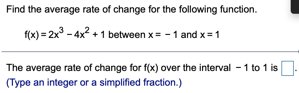 Solved Find the average rate of change for the function. 1 | Chegg.com
