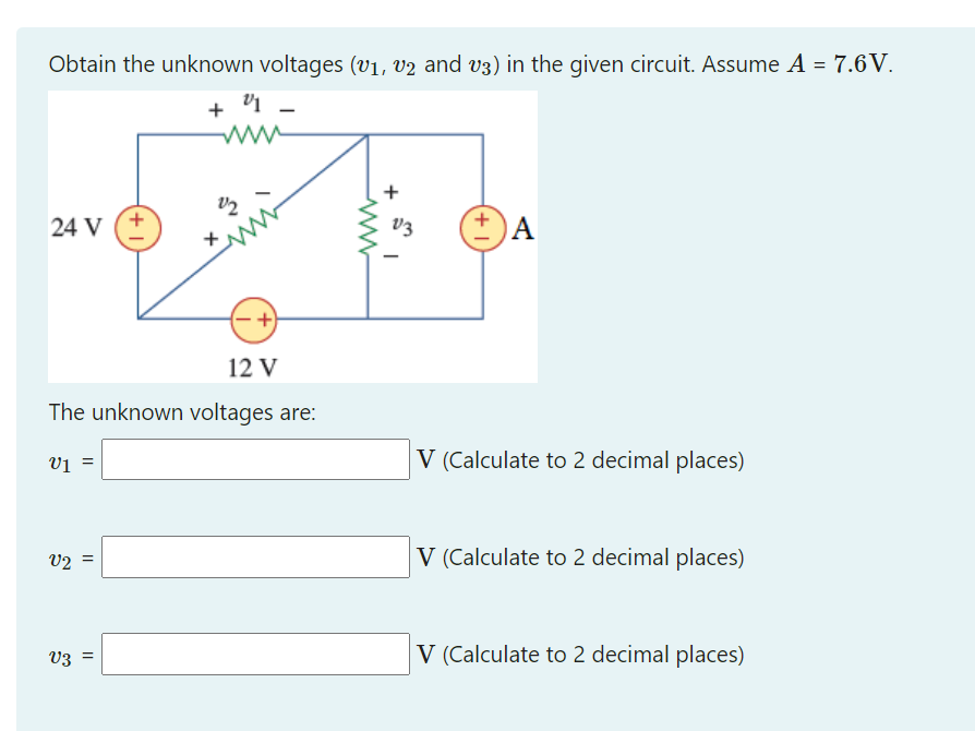 Solved Obtain the unknown voltages (v1,v2 and v3) in the | Chegg.com
