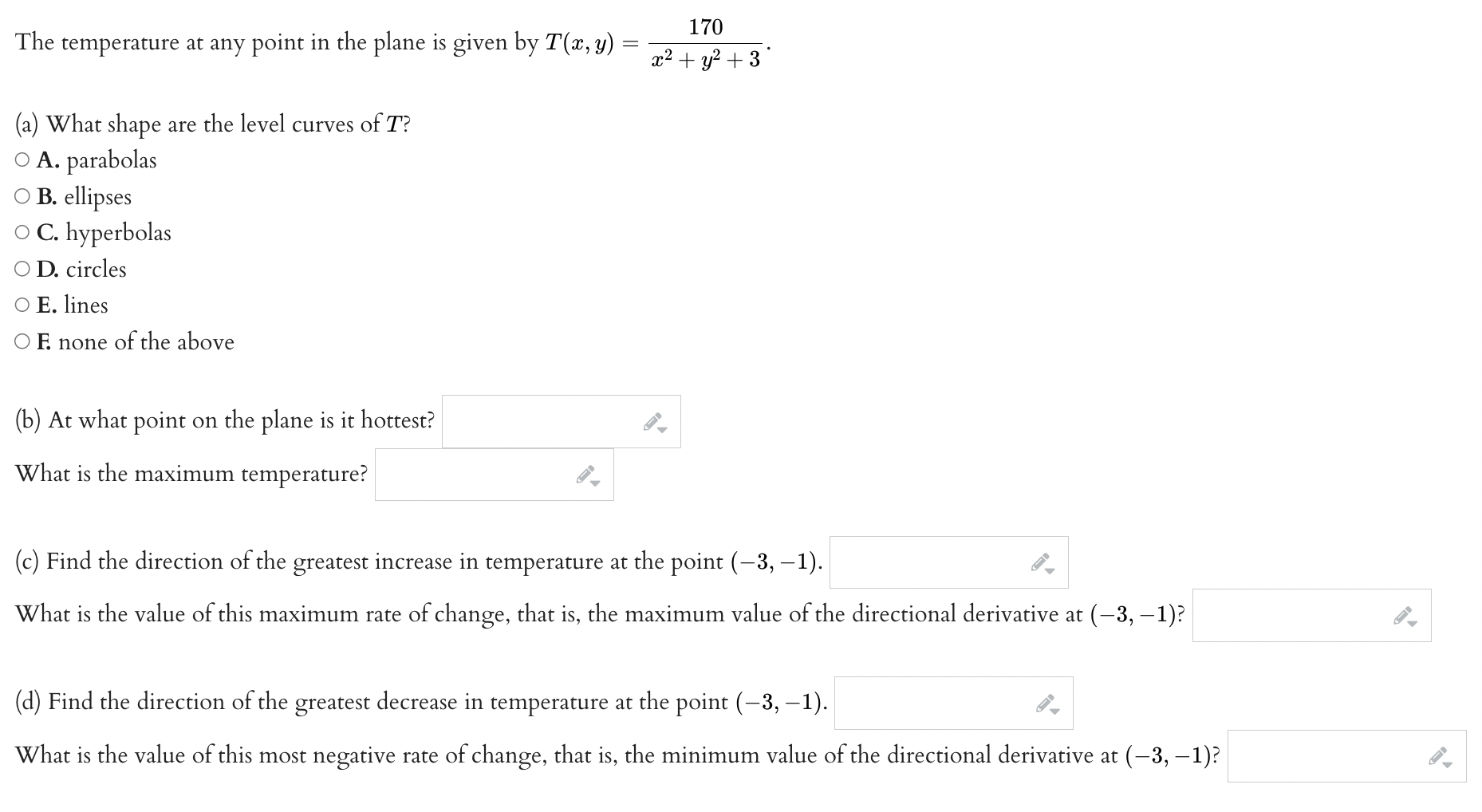 Solved The temperature at any point in the plane is given by | Chegg.com