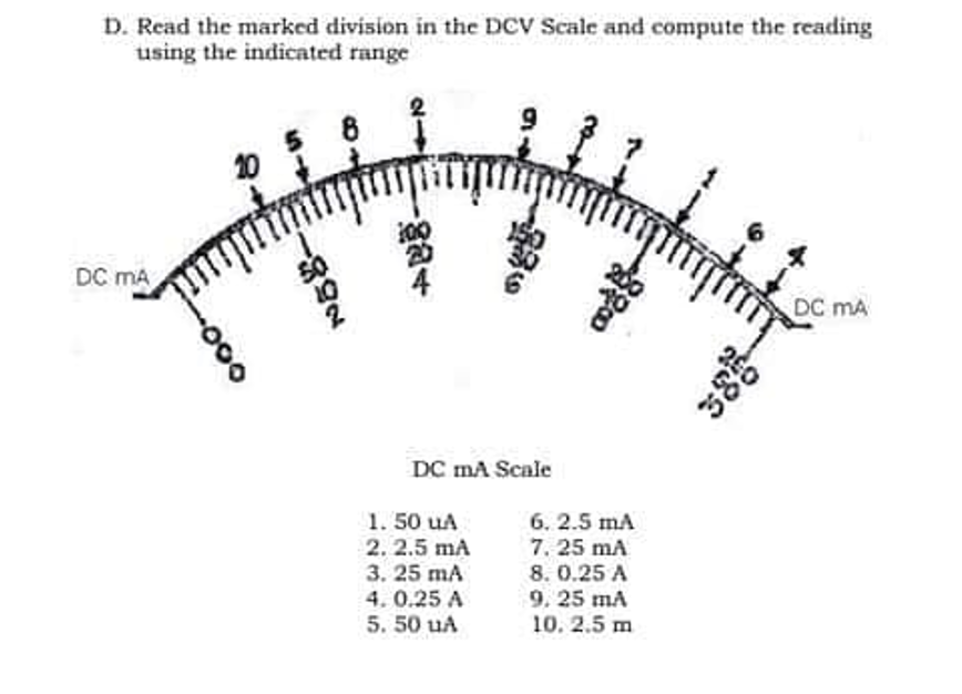 Solved D. Read the marked division in the DCV Scale and | Chegg.com