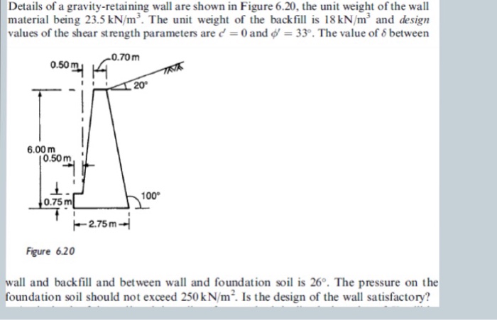 Solved Details of a gravity-retaining wall are shown in | Chegg.com