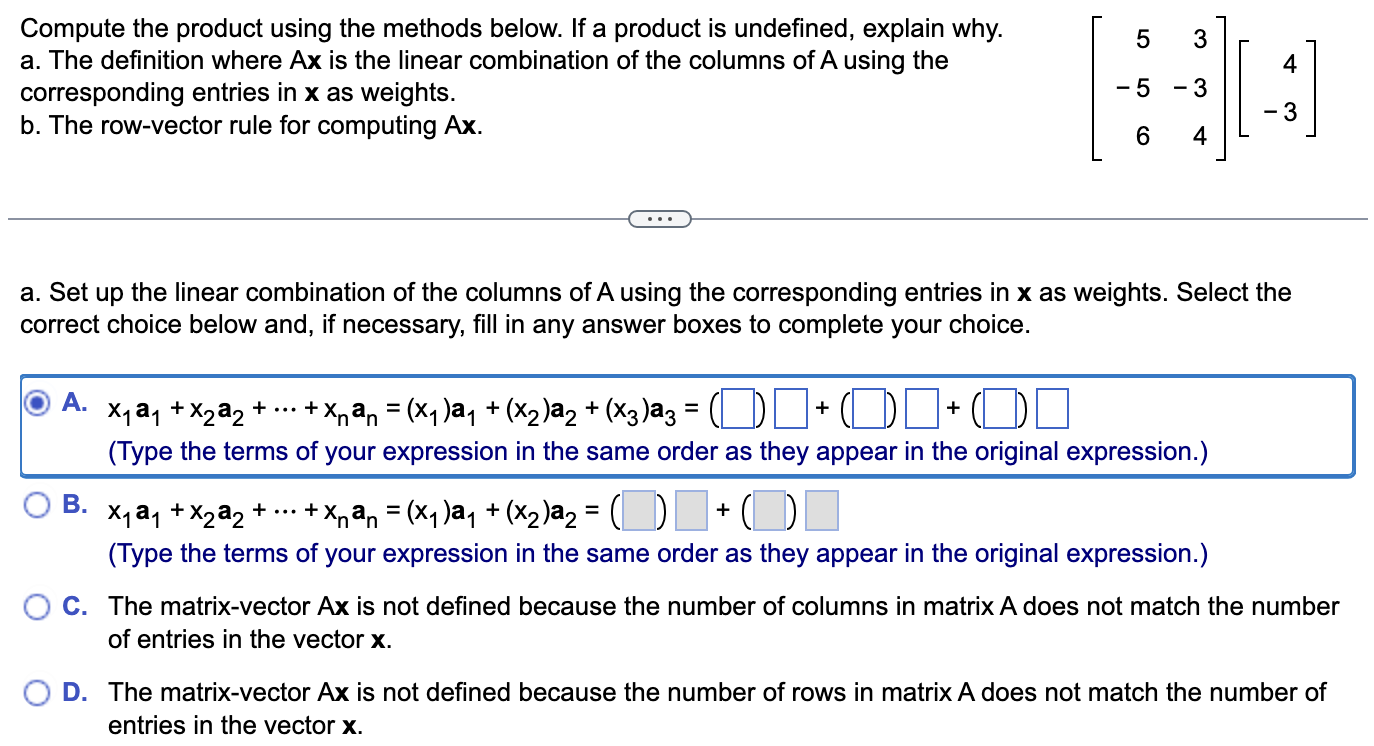 Solved Compute the product using the methods below. If a | Chegg.com Solved Compute the product using the methods below. If a | Chegg.com