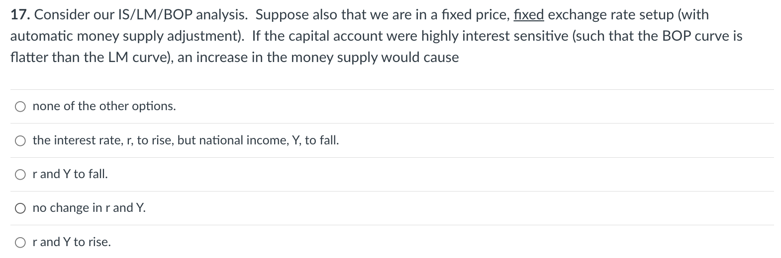 Solved 17. Consider our IS/LM/BOP analysis. Suppose also | Chegg.com