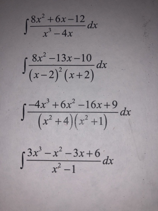 Solved 8x2 +6x-12 8x2 -13x-10 dx (x-2) (x+2) -4x3 +6x-16x +9 | Chegg.com