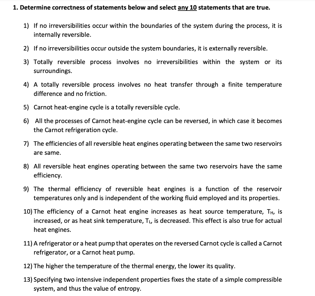 Solved Determine correctness of statements below and select | Chegg.com