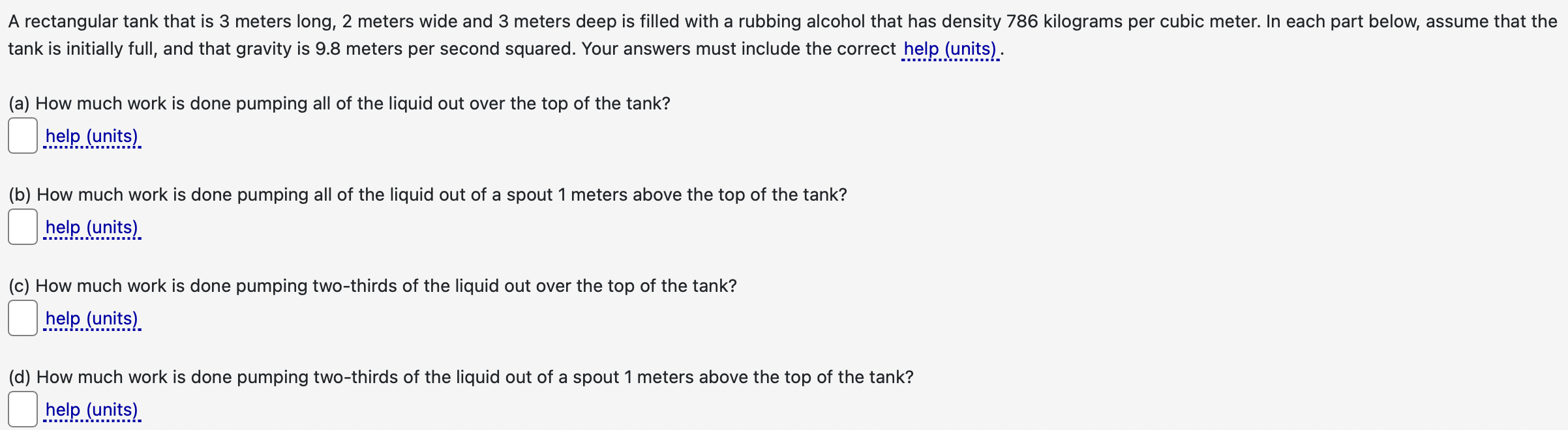 Solved A rectangular tank that is 3 ﻿meters long, 2 ﻿meters | Chegg.com
