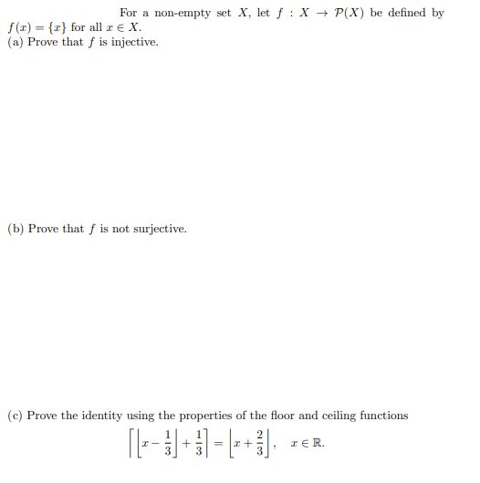 Solved For a non-empty set X, let f:X→P(X) be defined by | Chegg.com
