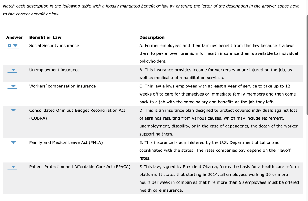Solved Match each description in the following table with a | Chegg.com
