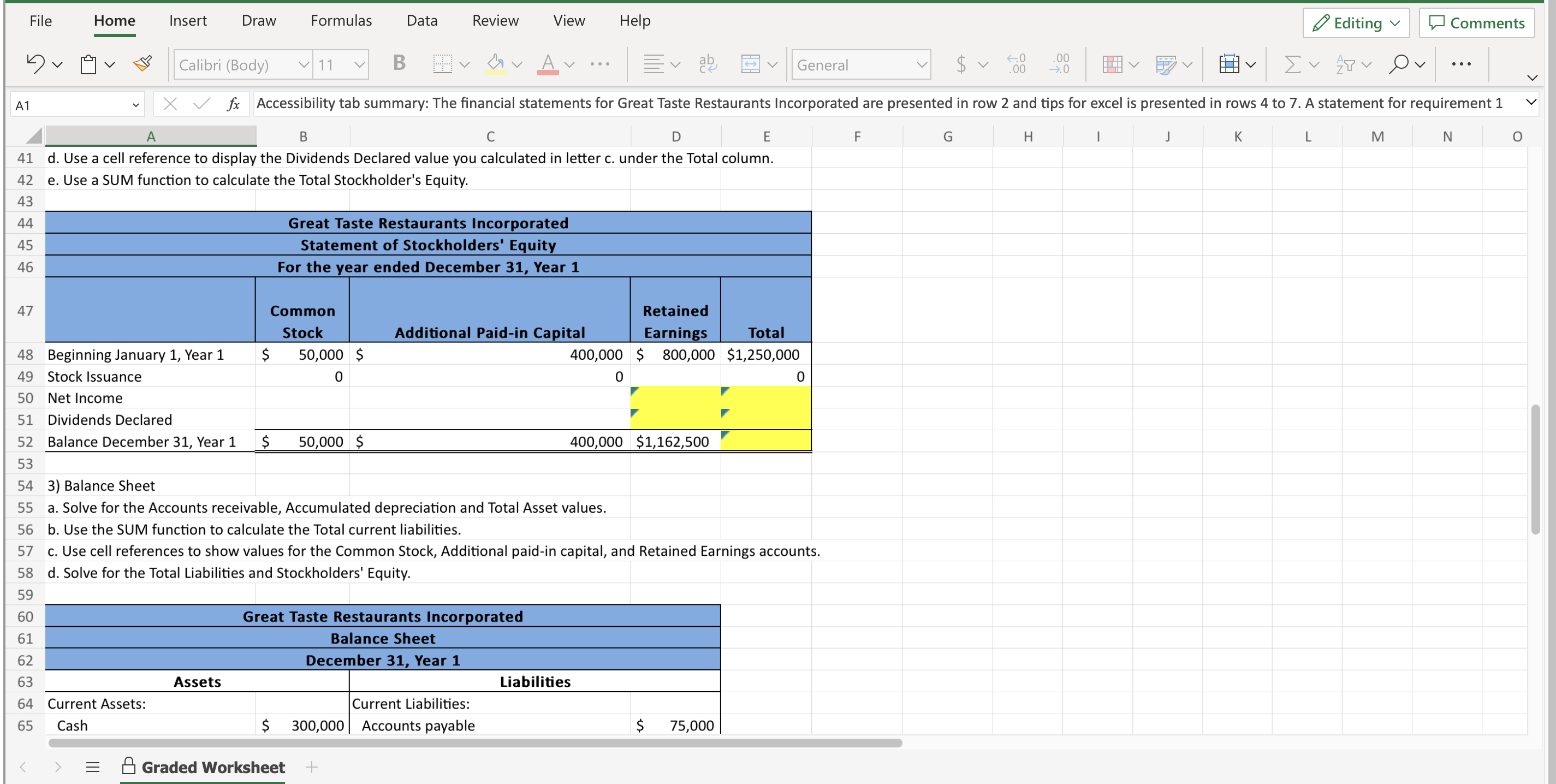 Solved File Home Insert Draw Formulas Data Review View Help | Chegg.com