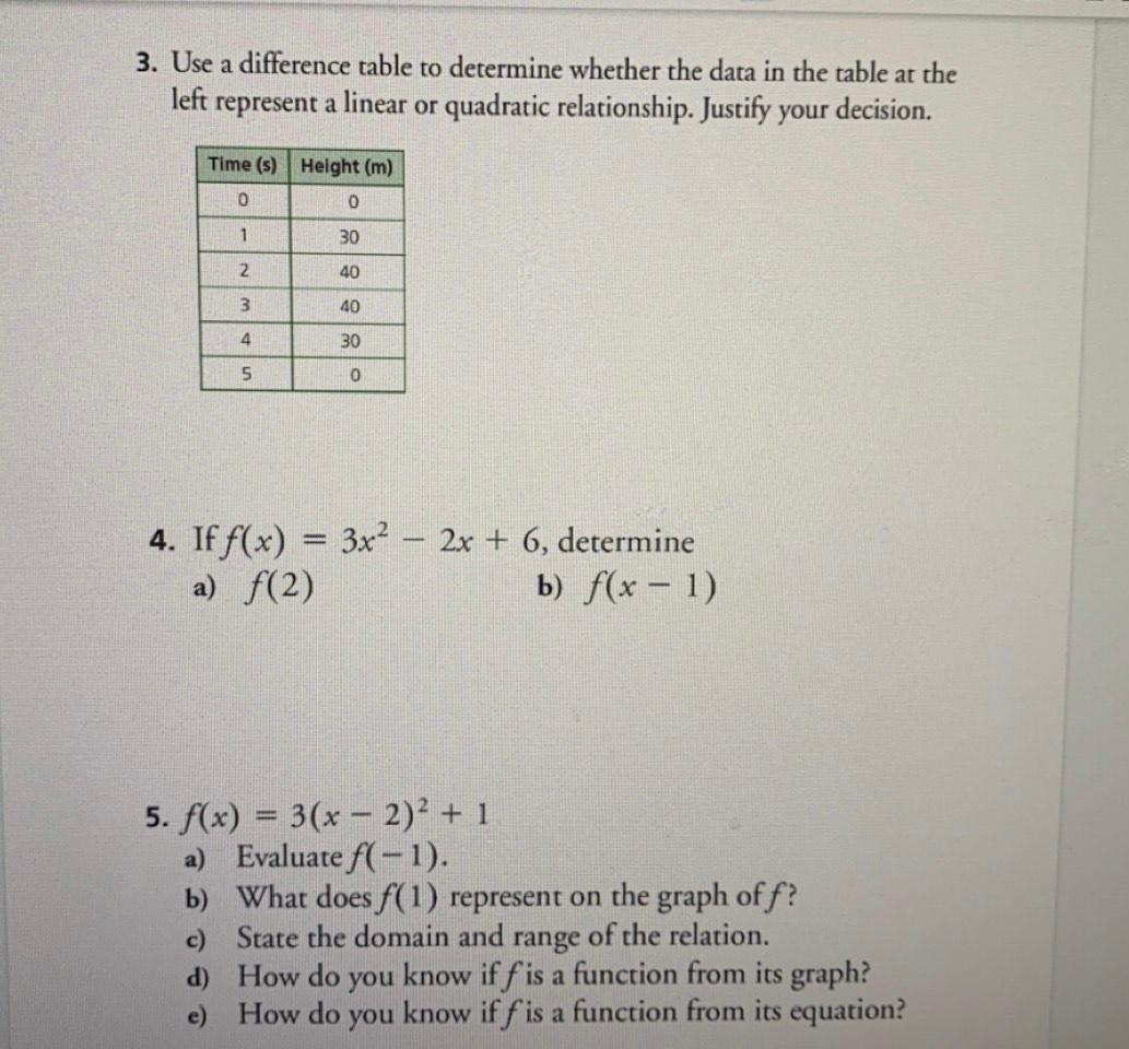 Solved Use a difference table to determine whether the data | Chegg.com