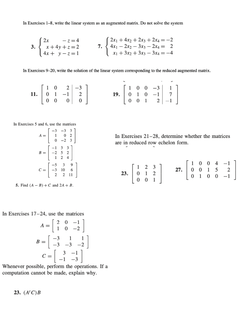 Solved In Exercises 1-8, write the linear system as an | Chegg.com