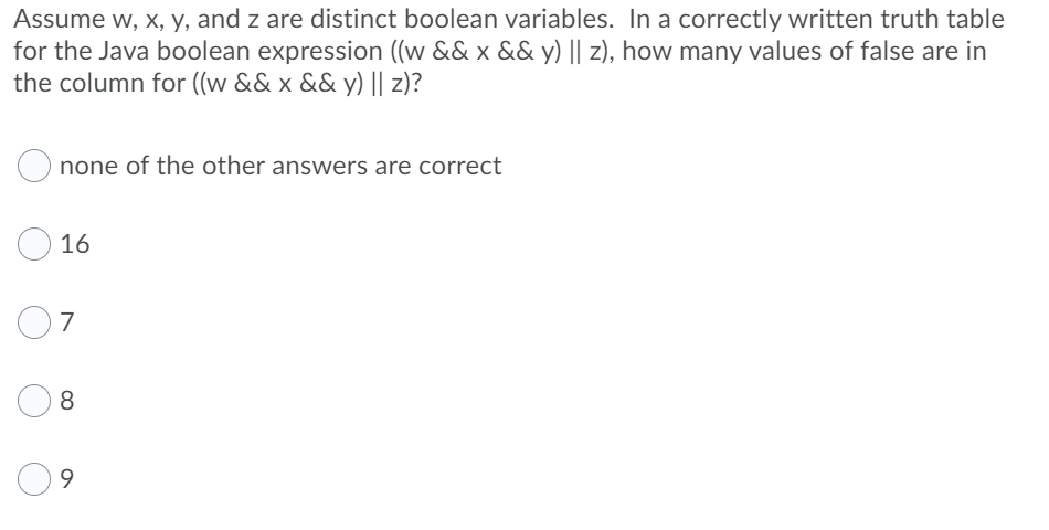 Solved Assume W X Y And Z Are Distinct Boolean Variables 5561
