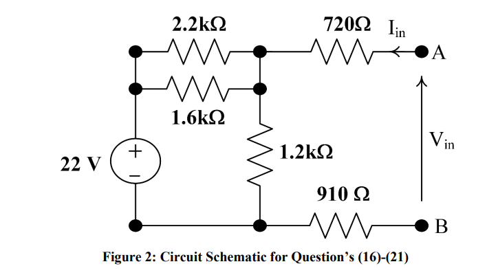 Solved Figure 2: Circuit Schematic for Question's (16)-(21) | Chegg.com