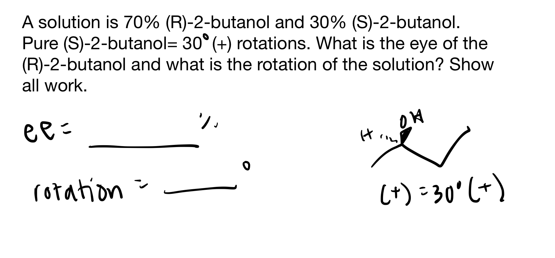 Solved A solution is 70%(R)−2-butanol and 30%( S)-2-butanol. | Chegg.com