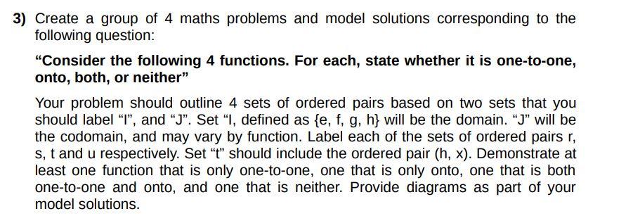 Solved 3) Create a group of 4 maths problems and model | Chegg.com