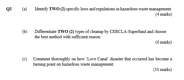 Solved Q2 (a) Identify TWO (2) specific laws and regulations | Chegg.com