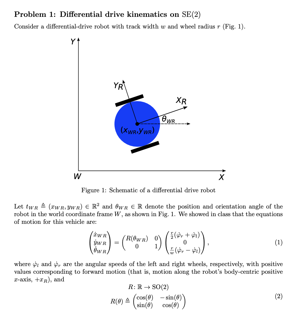 Problem 1: Differential drive kinematics on SE(2) | Chegg.com