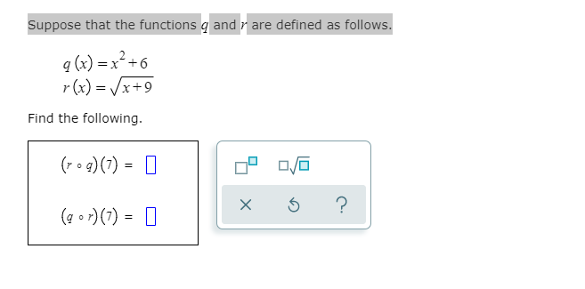 Solved Suppose that the functions q and r are defined as | Chegg.com