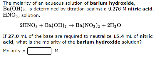 Solved The molarity of an aqueous solution of barium | Chegg.com
