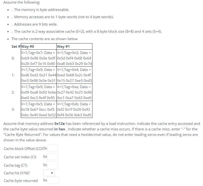 Solved . Assume the following: ..The memory is byte | Chegg.com