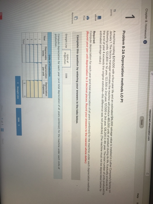 Solved Problem 8-2A Depreciation methods LO P1 15 122,800 in | Chegg.com Solved Problem 8-2A Depreciation methods LO P1 15 122,800 in | Chegg.com