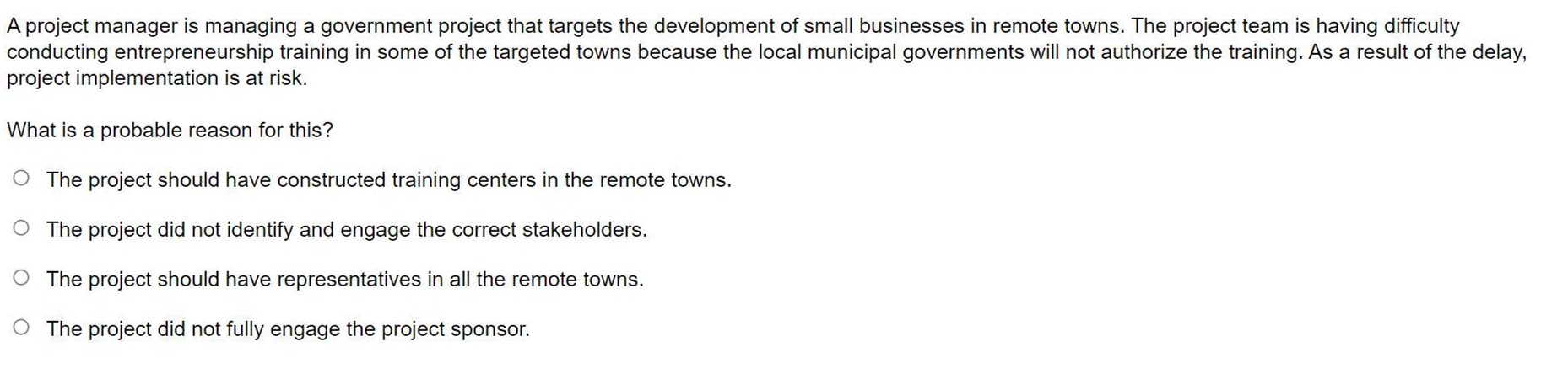Solved A project manager is managing a government project | Chegg.com