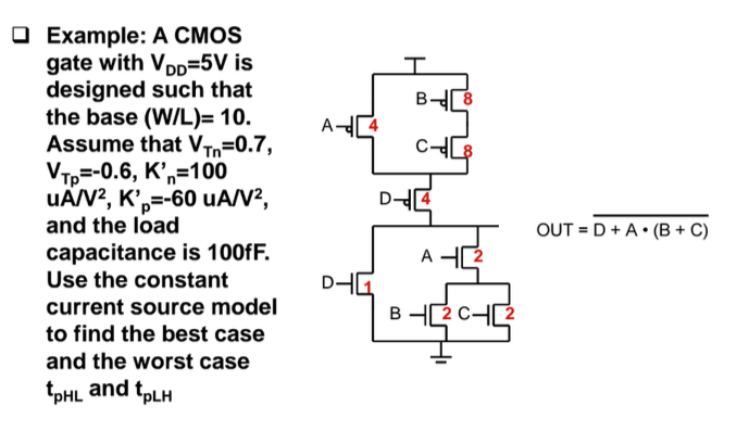 Solved Example: A CMOS gate with VDD-5V is designed such | Chegg.com