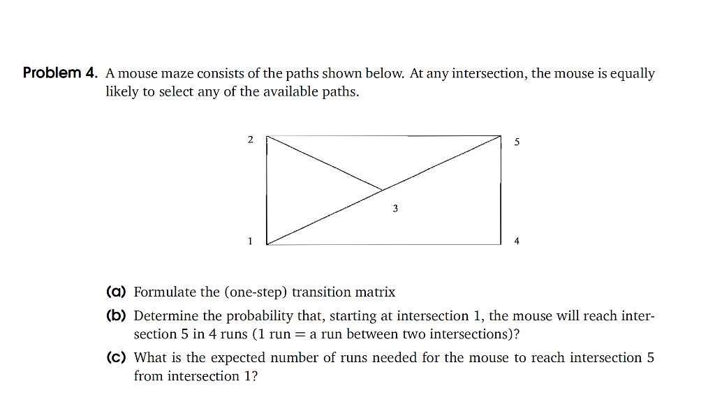 Solved Problem 4. A mouse maze consists of the paths shown | Chegg.com