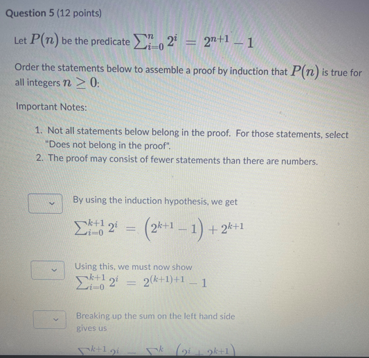 Solved Question 5 (12 points) - Let P(n) be the predicate | Chegg.com