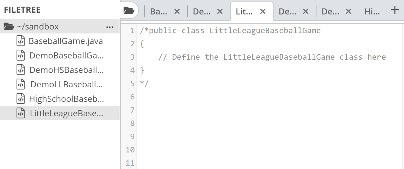 Solved Java Programming Create a class named BaseballGame | Chegg.com