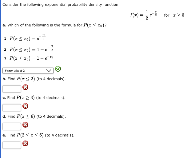 Solved Consider the following exponential probability | Chegg.com