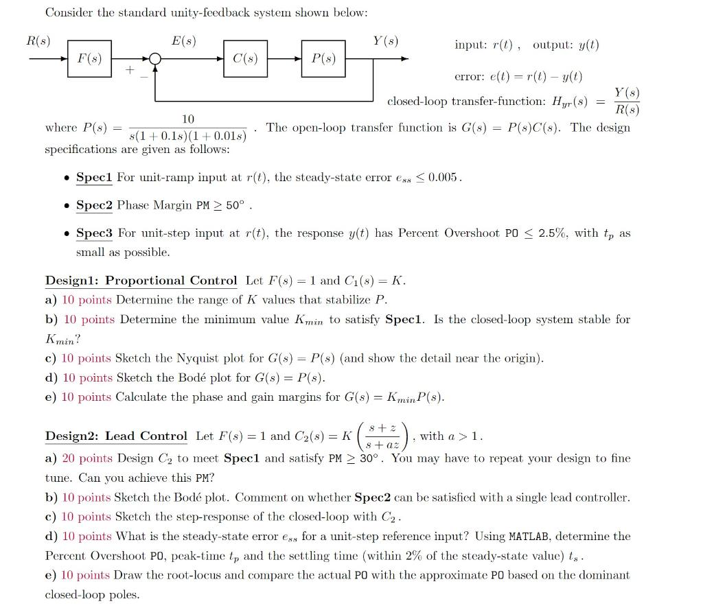 Solved Consider the standard unity-feedback system shown | Chegg.com