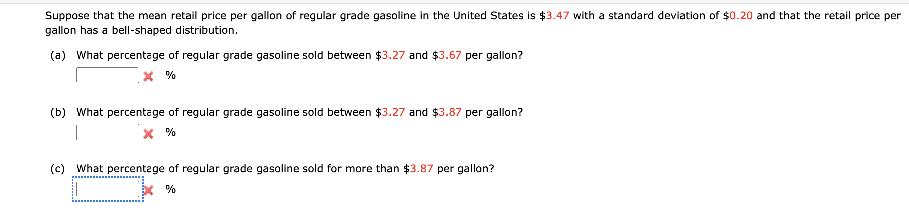 Solved Suppose that the mean retail price per gallon of | Chegg.com