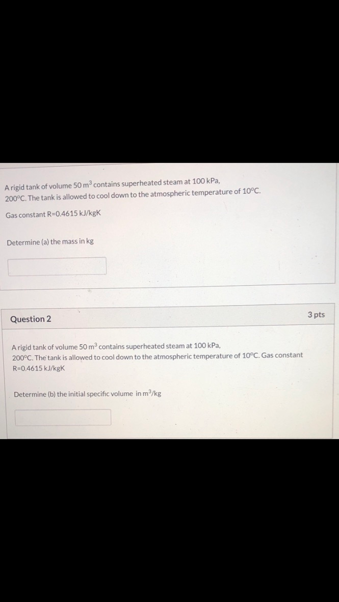 Solved A rigid tank of volume 50 m3 contains superheated | Chegg.com