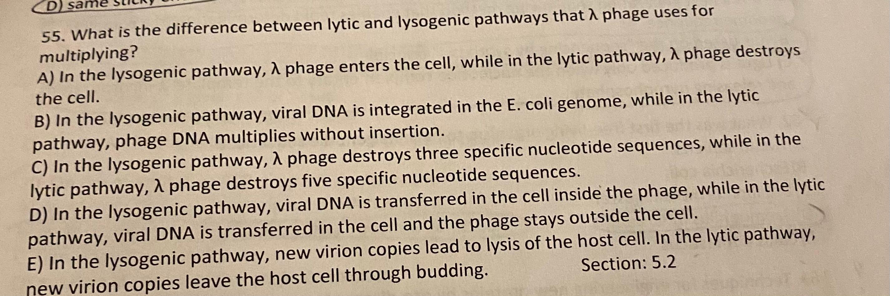 Solved 55.) What is the difference between lytic and | Chegg.com