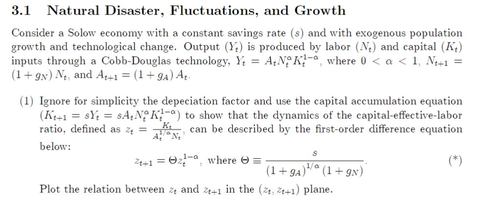 Solved 3.1 Natural Disaster, Fluctuations, and Growth | Chegg.com