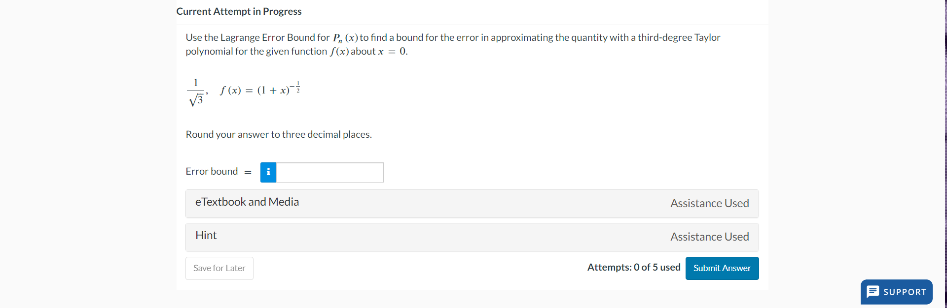 Solved Use The Lagrange Error Bound For Pn X ﻿to Find A