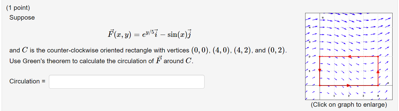 Solved (1 point) Suppose F(x,y)=ey/5i−sin(x)j and C is the | Chegg.com
